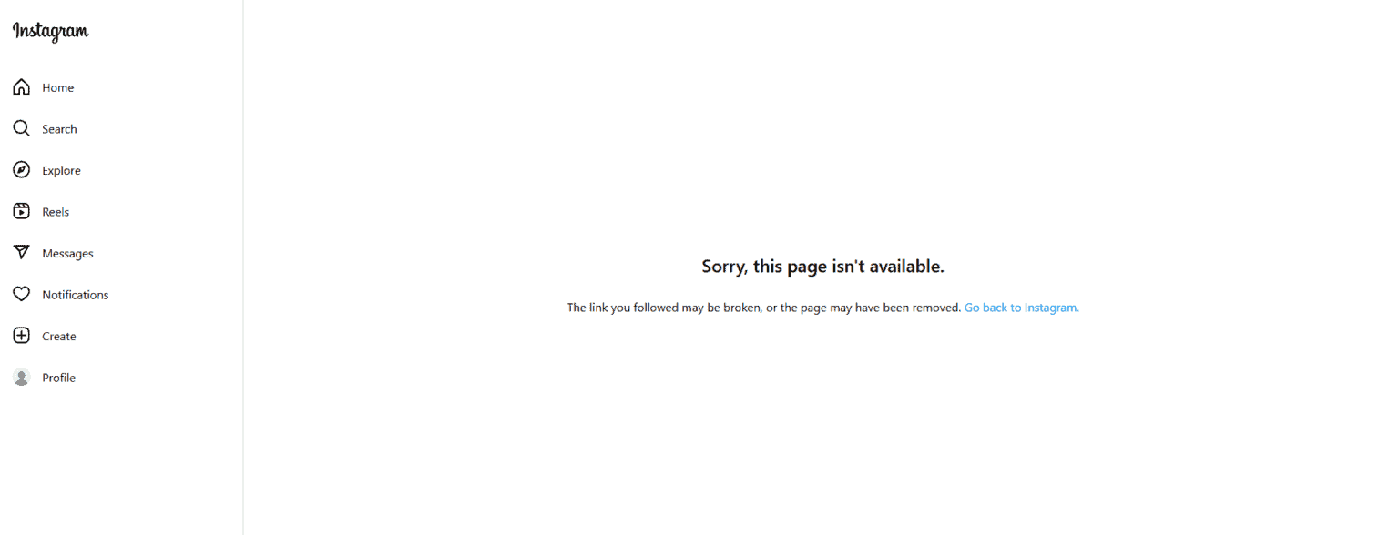 Meaning Of Instagram Error : Sorry, this page isn't available - thinglabs