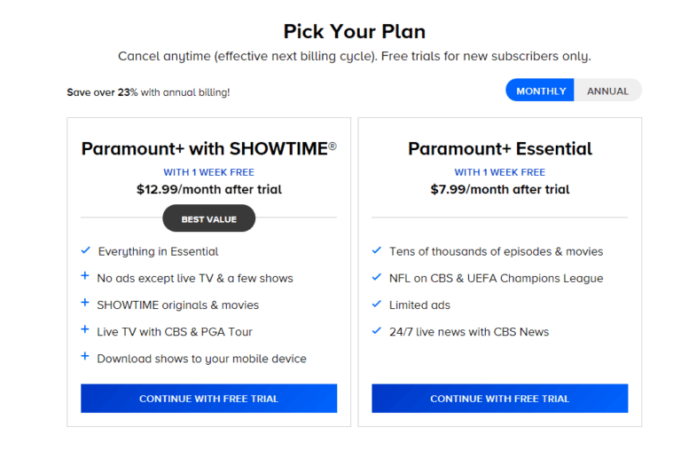 Paramount+ Plus Account Billing, Payment, Subscription Info - thinglabs